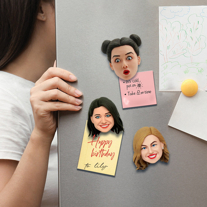 Personalized Custom Bobblehead Fridge Magnets Female Funny Face From ...